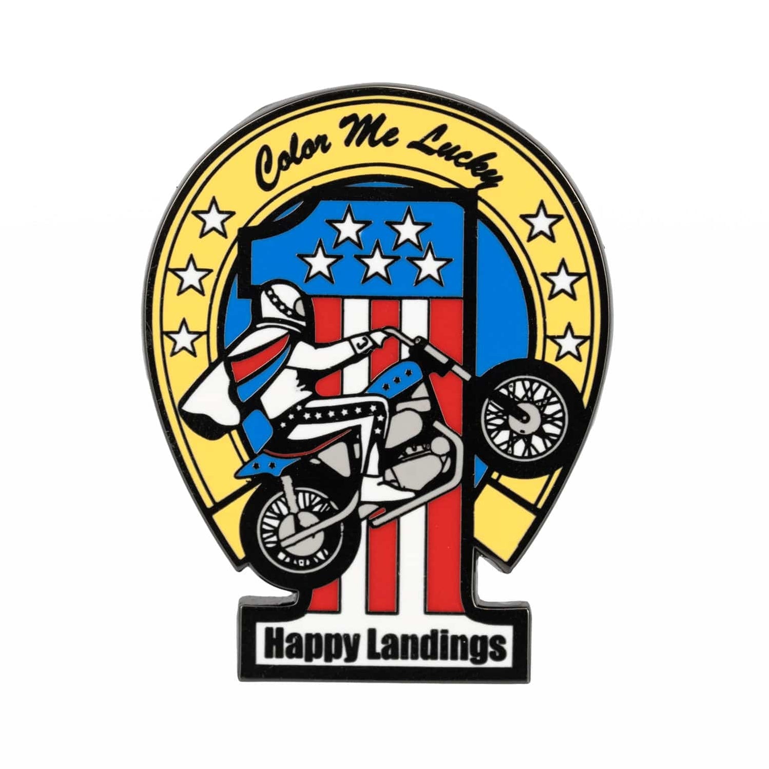 Evel Knievel Happy Landings Enamel Pin — Evel Knievel Toys