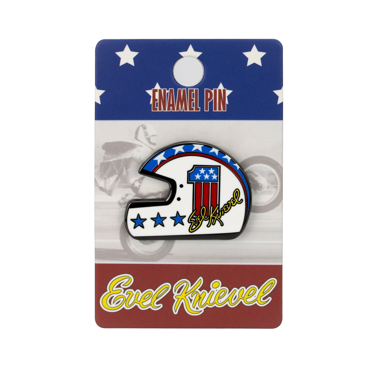 EVEL KNIEVEL - NUMBER 1 - SIDE VIEW HELMET ENAMEL PIN — Evel Knievel Toys